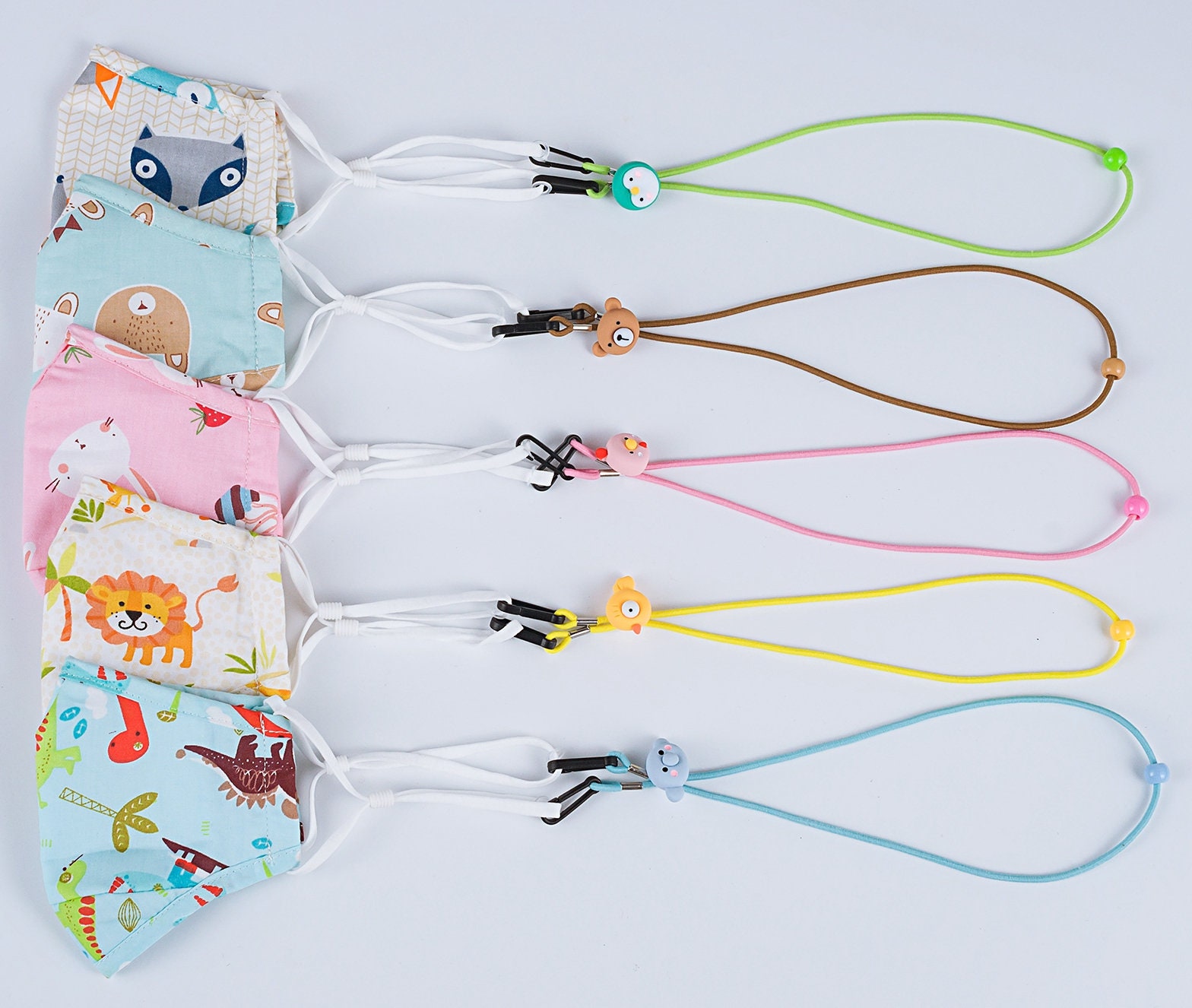 5 Pack Set Cute and Lovely Kids Face Mask Lanyard, Face Mask Chain ...