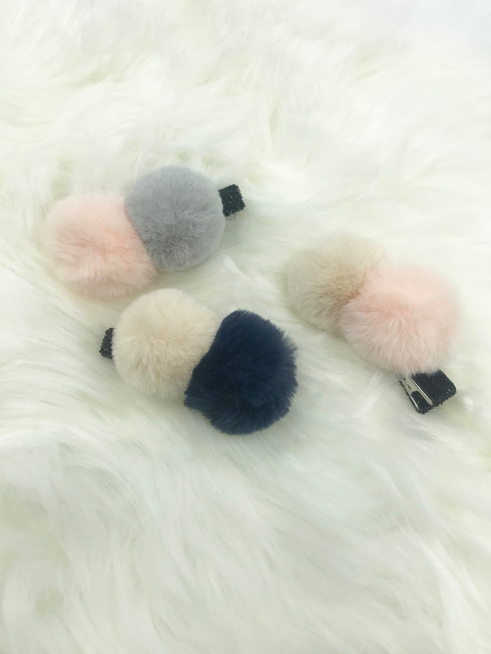 Pom Pom Hairpins Faux Fur Hair Clips Fluffy Hair Clips - Etsy