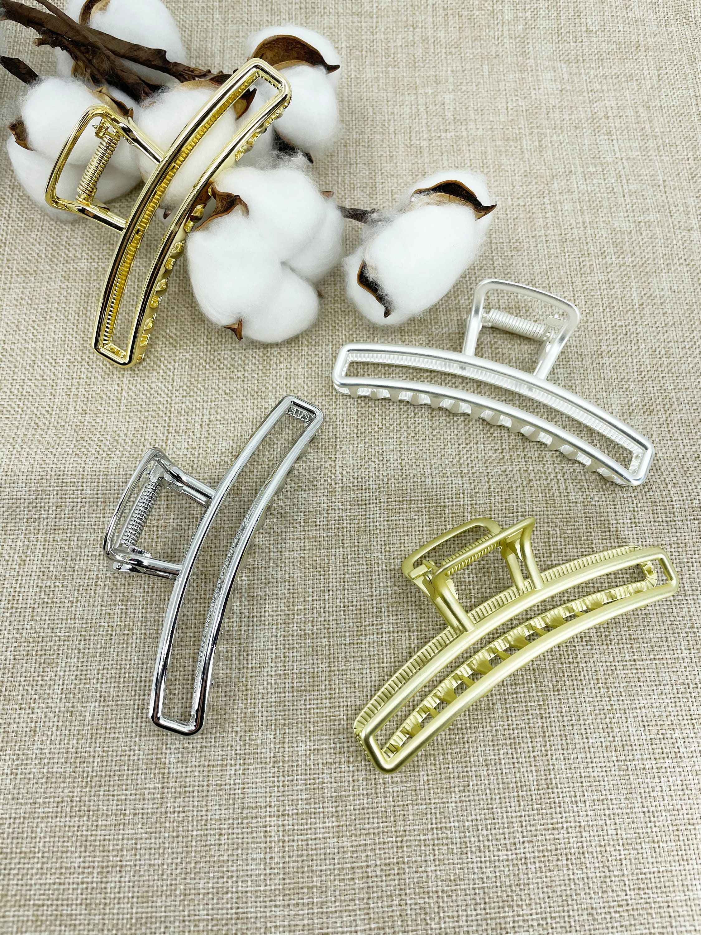 Minimal Rectangular Metal Hair Claw Clip for Thin and Thick | Etsy