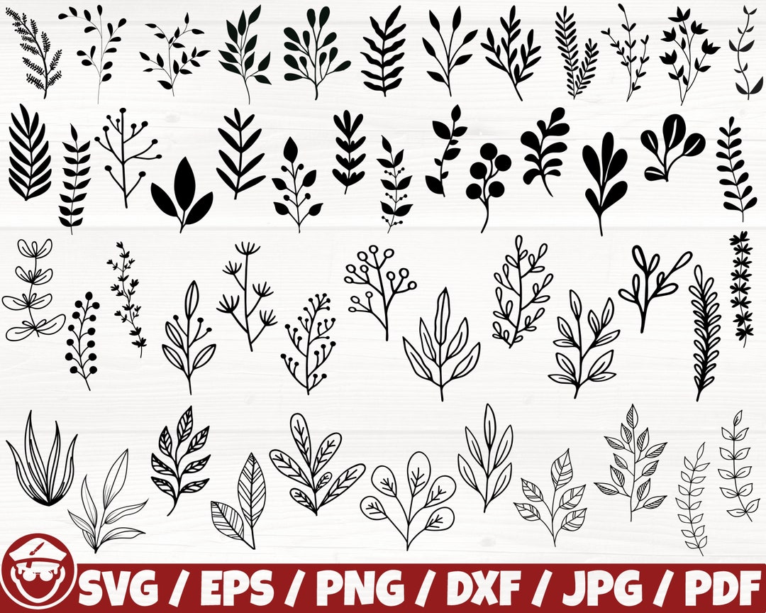 Leaves X50 BUNDLE Svg/eps/png/dxf/jpg/pdf, Hand Drawn Leaves Svg ...