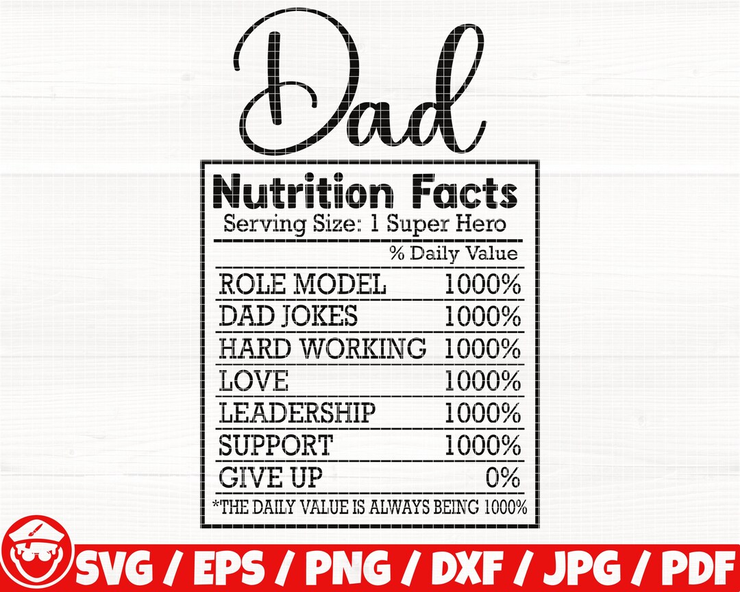 Dad Nutrition Facts Svg/eps/png/dxf/jpg/pdf, Serving Size Svg, Dad Png ...