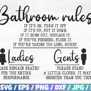 Funny Bathroom X36 BUNDLE Svg/eps/png/dxf/jpg/pdf, Bathroom Sign ...