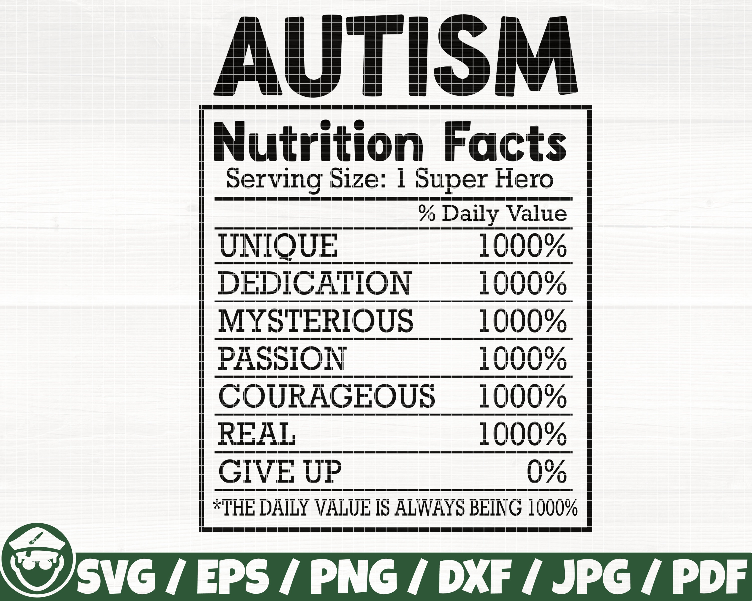 Autism Nutrition Facts Svg/eps/png/dxf/jpg/pdf Nutrition - Etsy