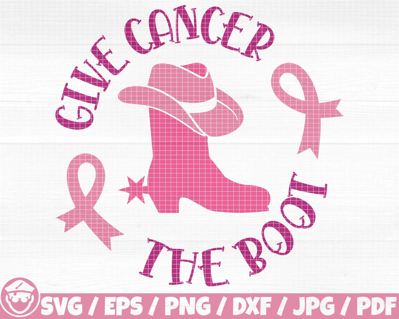 Give Cancer the Boot Svg/eps/png/dxf/jpg/pdf, Cancer Awareness Logo ...