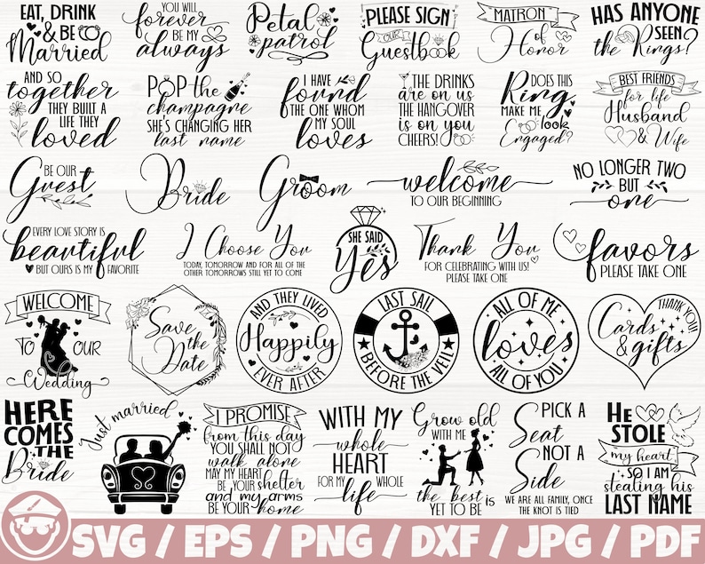 Wedding Time X35 BUNDLE Svg/eps/png/dxf/jpg/pdf Marriage Svg - Etsy