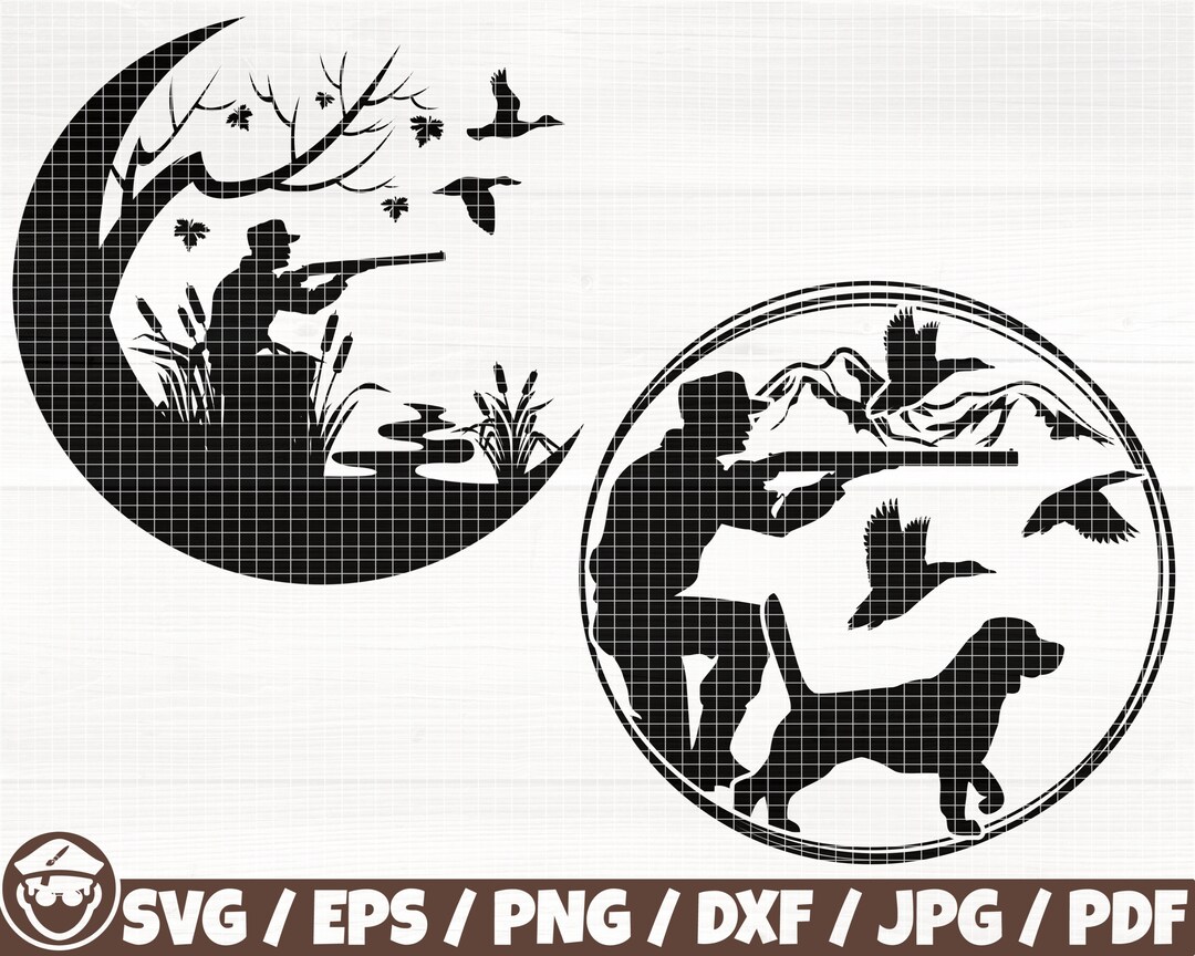 Duck Hunting Scenery X2 Svg/eps/png/dxf/jpg/pdf, Duck Hunter Cut ...