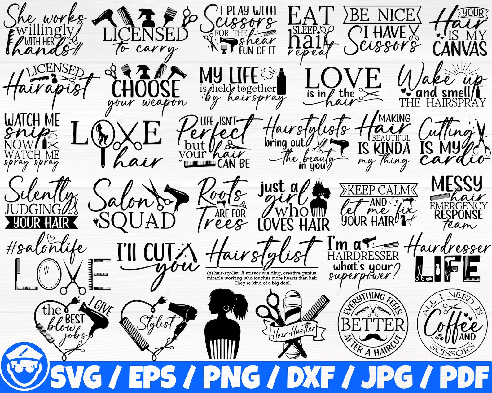 Hairdresser / Hairstylist X35 BUNDLE Svg/eps/png/dxf/jpg/pdf, Salon ...