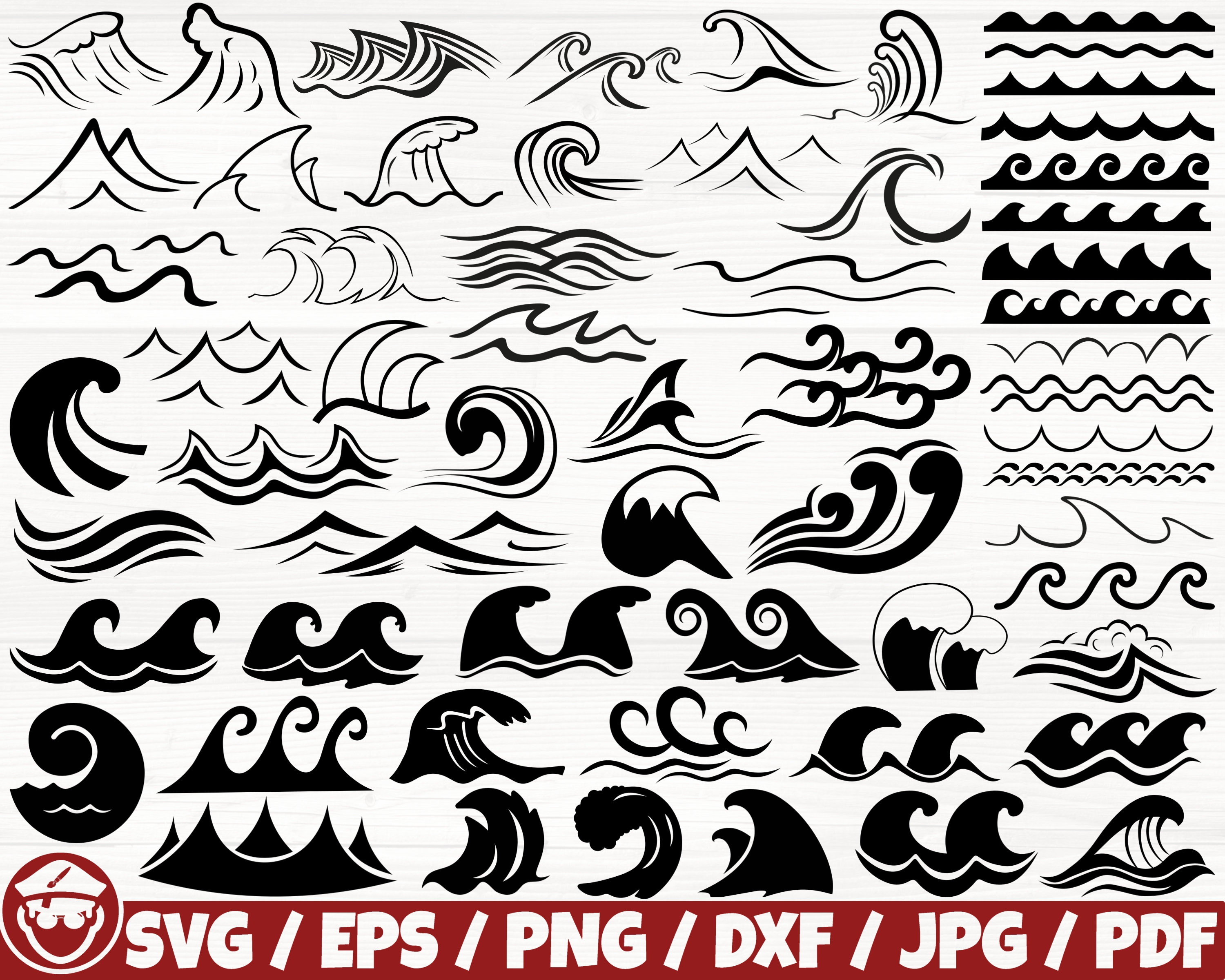 Waves X60 BUNDLE Svg/eps/png/dxf/jpg/pdf Sea Waves Svg Ocean | Etsy