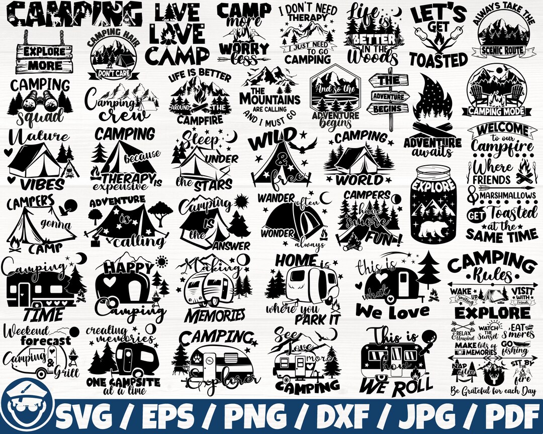 Camping X40 BUNDLE Svg/eps/png/dxf/jpg/pdf, Camp Bundle, Camp Svg, Camp ...