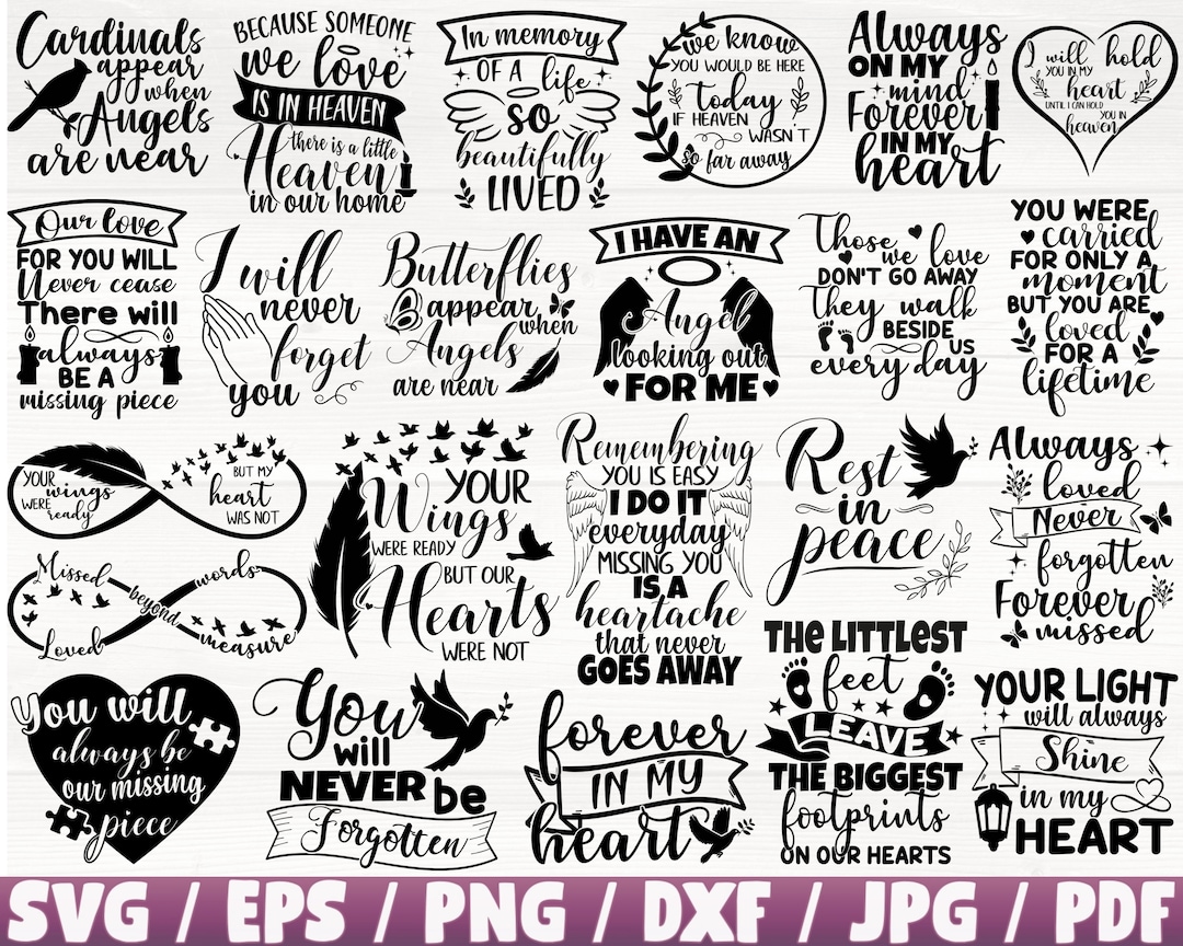 Memorial X23 BUNDLE Svg/eps/png/dxf/jpg/pdf, Memorial Quote, Commercial ...