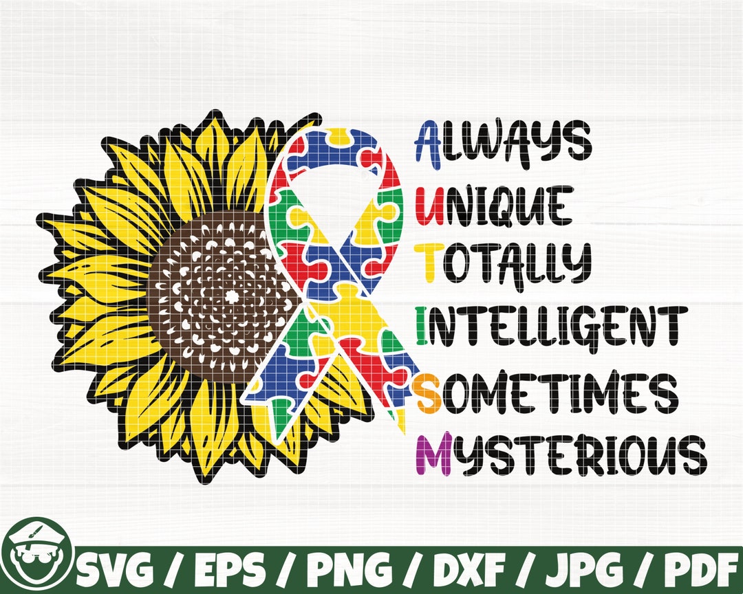 Autism Sunflower Svg/eps/png/dxf/jpg/pdf, Autism Awareness Svg, Autism ...
