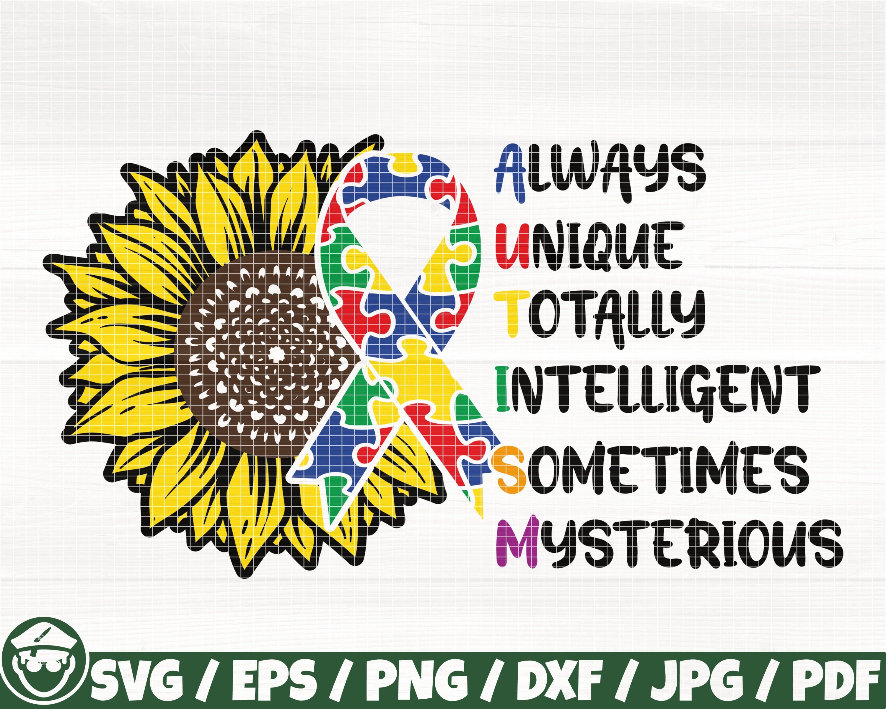 Autism Sunflower Svg/eps/png/dxf/jpg/pdf Autism Awareness | Etsy