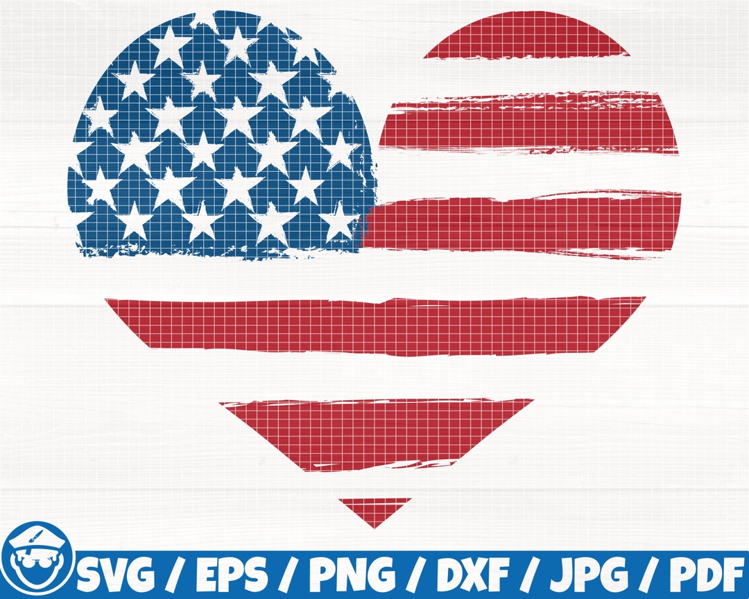 4th of July Heart Svg/eps/png/dxf/jpg/pdf, USA Heart Grunge Svg ...