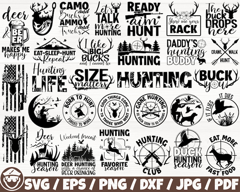 Hunting Life X30 BUNDLE Svg/eps/png/dxf/jpg/pdf, Hunter Svg, Deer Svg ...