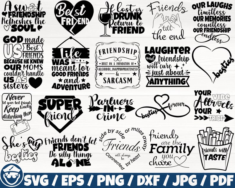 Friendship X20 BUNDLE Svg/eps/png/dxf/jpg/pdf, Friend Bundle Svg ...