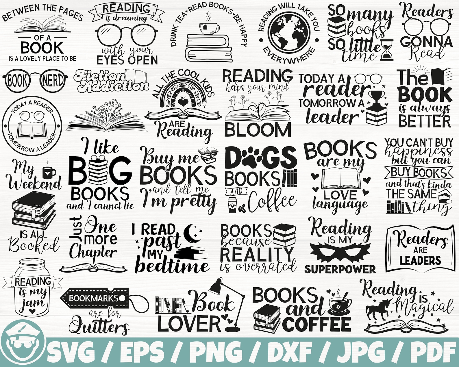 Reading X30 BUNDLE Svg/eps/png/dxf/jpg/pdf Reading Books Svg - Etsy