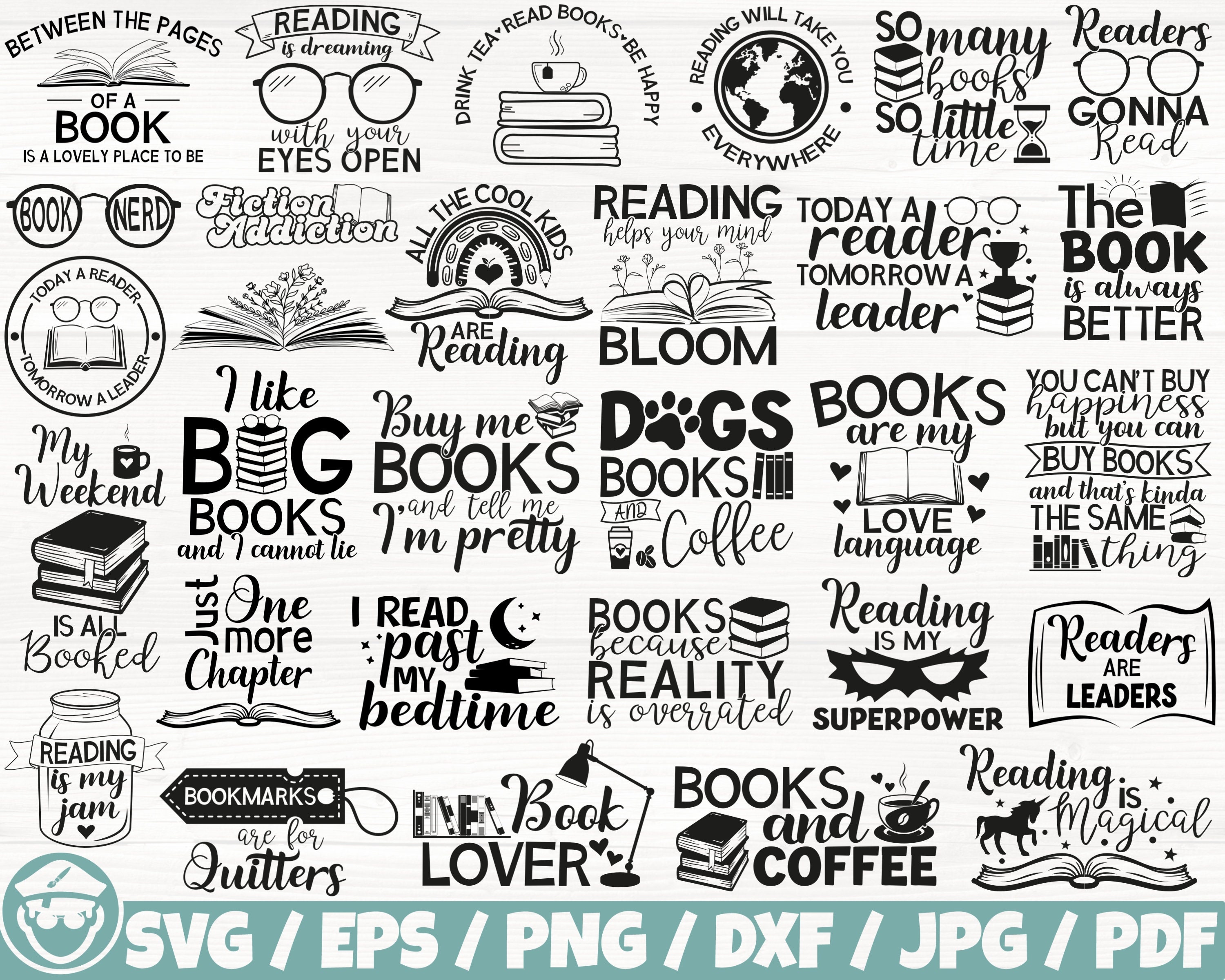 Reading X30 BUNDLE Svg/eps/png/dxf/jpg/pdf Reading Books Svg - Etsy