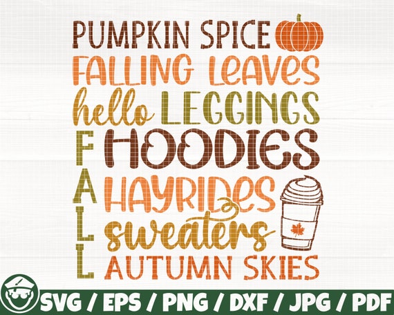 Fall Word Art Svg/eps/png/dxf/jpg/pdf Fall Ornament Svg Fall - Etsy