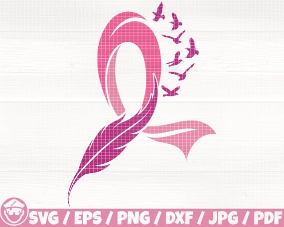 Feather Pink Ribbon Svg/eps/png/dxf/jpg/pdf Awareness Ribbon - Etsy
