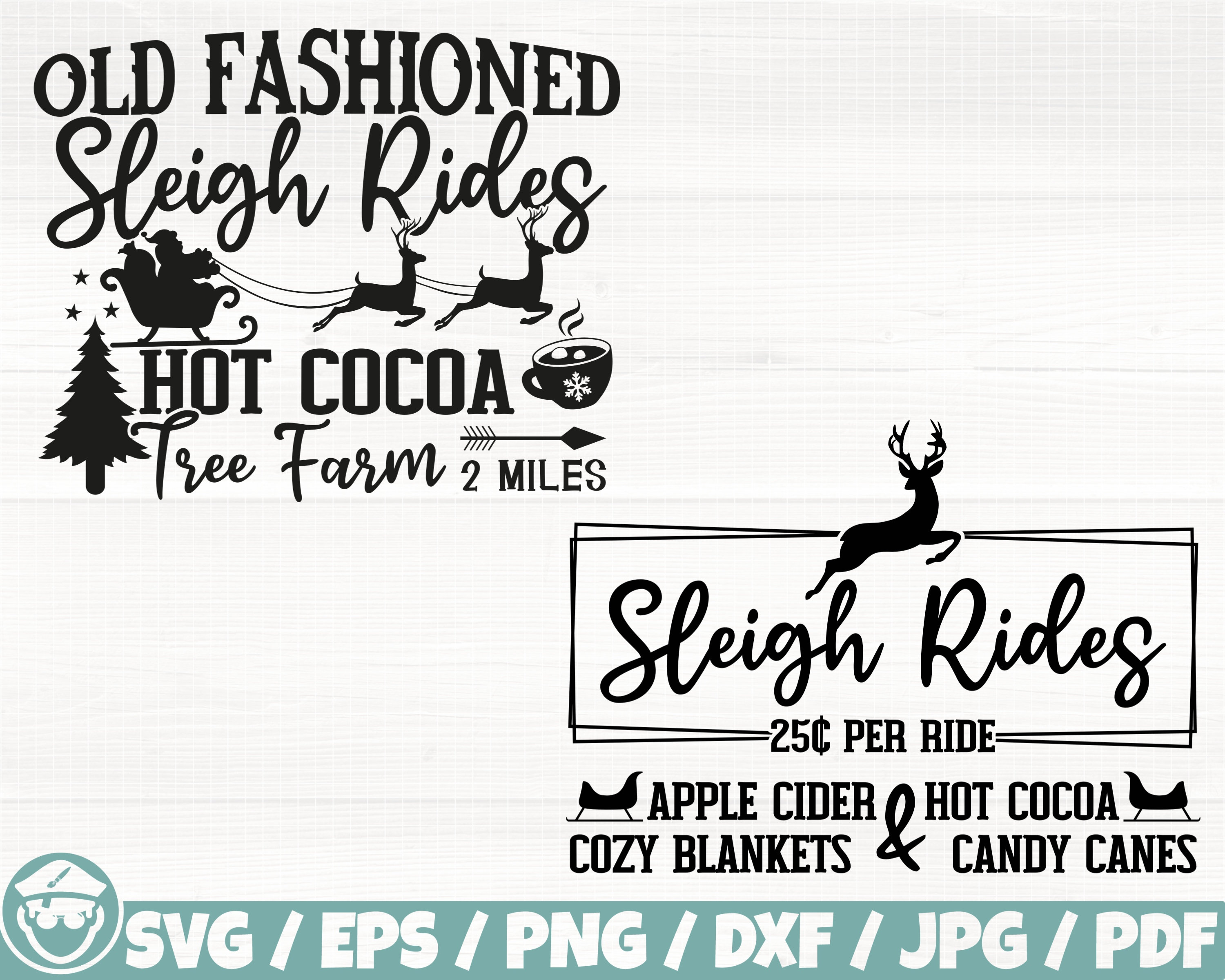 Old Fashioned Sleigh Rides X2 Svg/eps/png/dxf/jpg/pdf Hot - Etsy