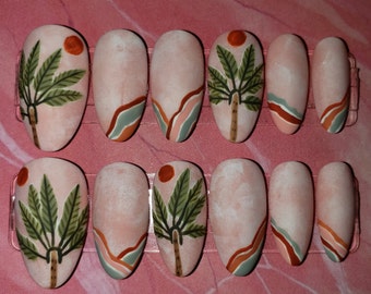 Mystic Forest Foliage Cottagecore Hand-painted Press-on Nails - Etsy