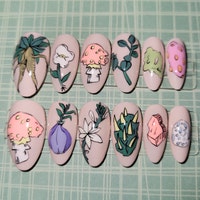 Mystic Forest Foliage Cottagecore Hand-painted Press-on Nails - Etsy