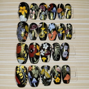 Mystic Forest Foliage Cottagecore Hand-painted Press-on Nails - Etsy