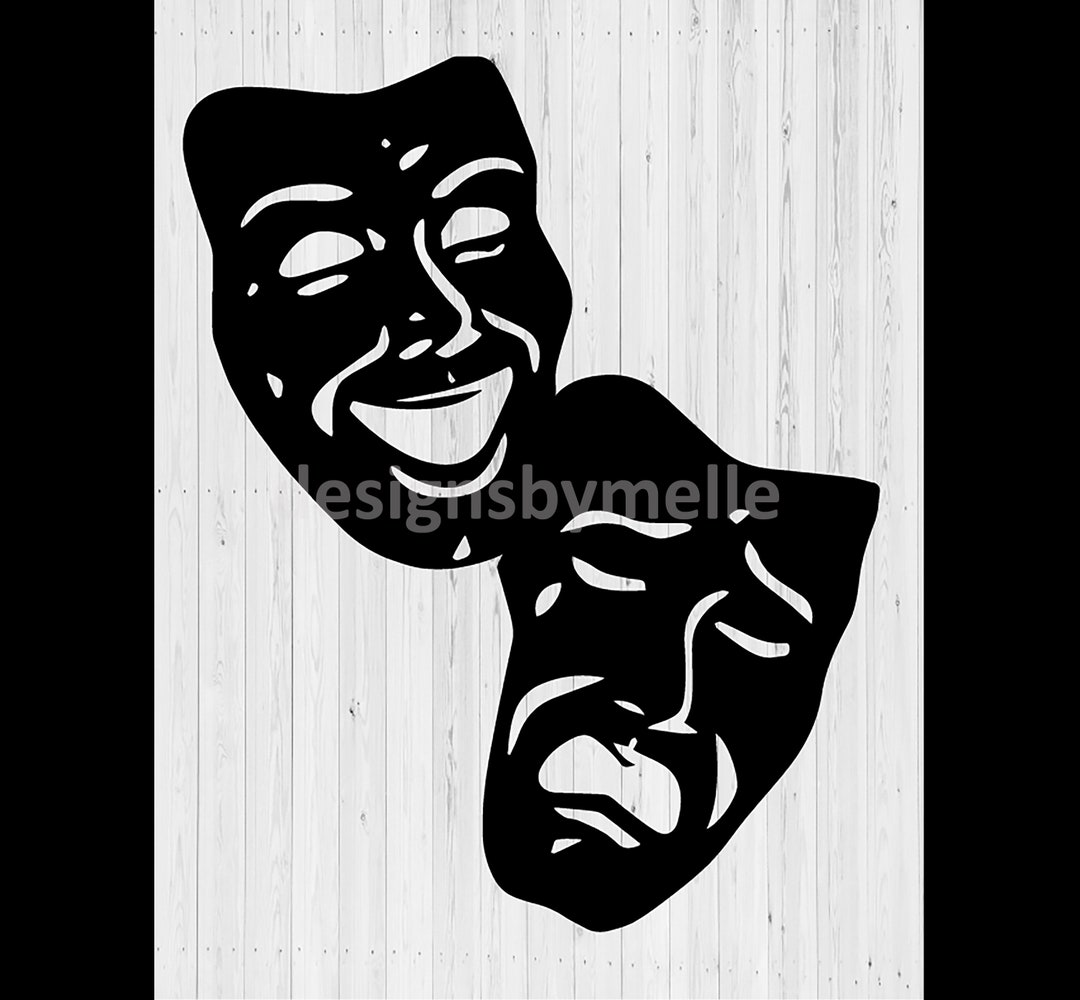Happy Sad Masks Laugh Now Cry Later Clown Face .SVG .PNG Clipart Vector ...