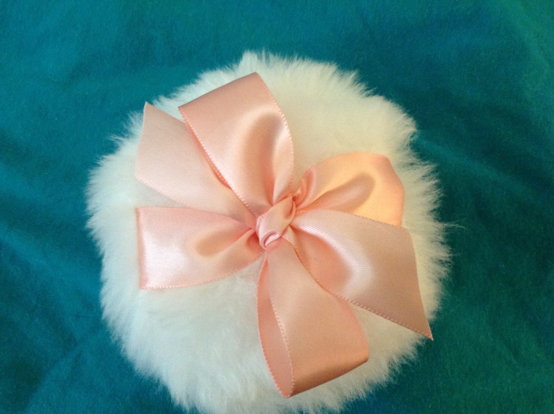 Luxurious Body Powder Puff, 4 Inches With Peach Ribbon Handle and Bow ...