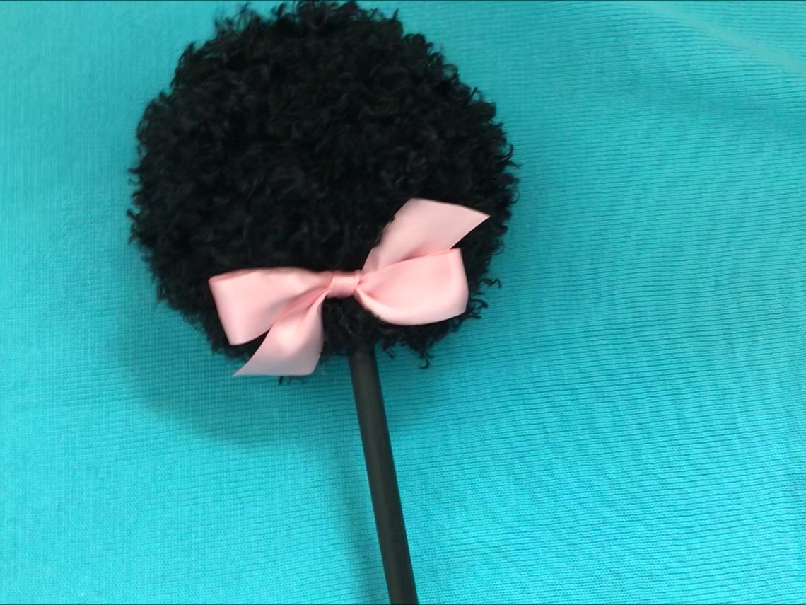 Black Lollipop Body Powder Puff, Shaggy Dusting Powder Puff With Handle - Etsy
