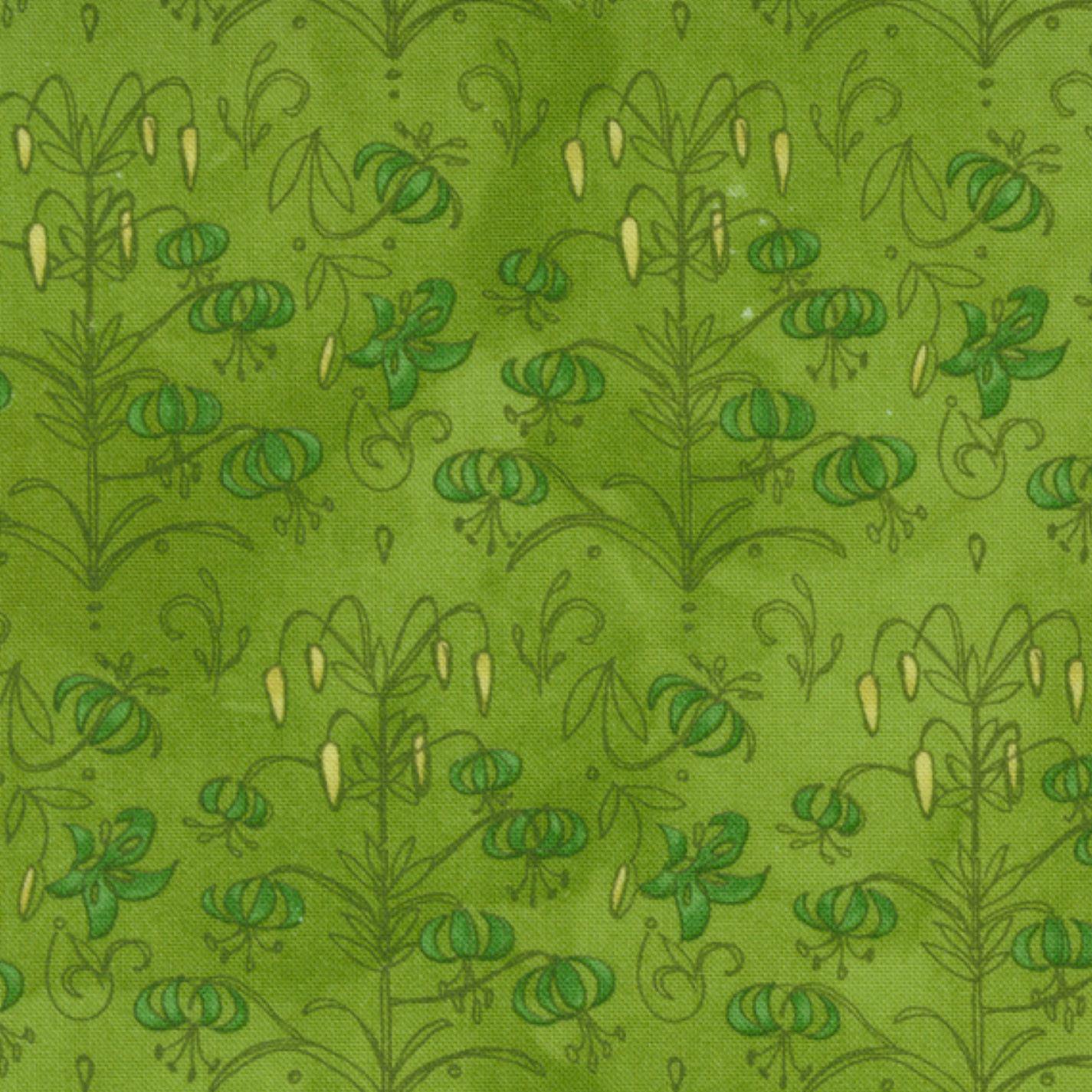 Carolina Lilies by Robin Pickens Green Floral 48703-18 by the Yard - Etsy