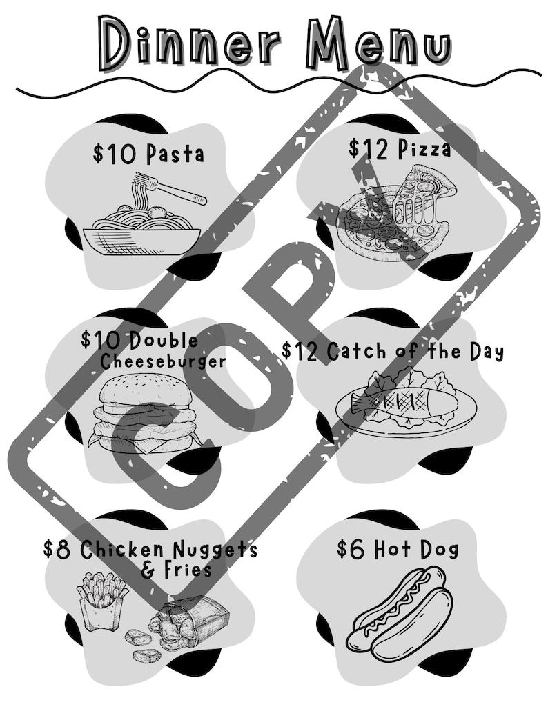 Dramatic Play Printables Pack, Restaurant Printables for Dramatic Play ...