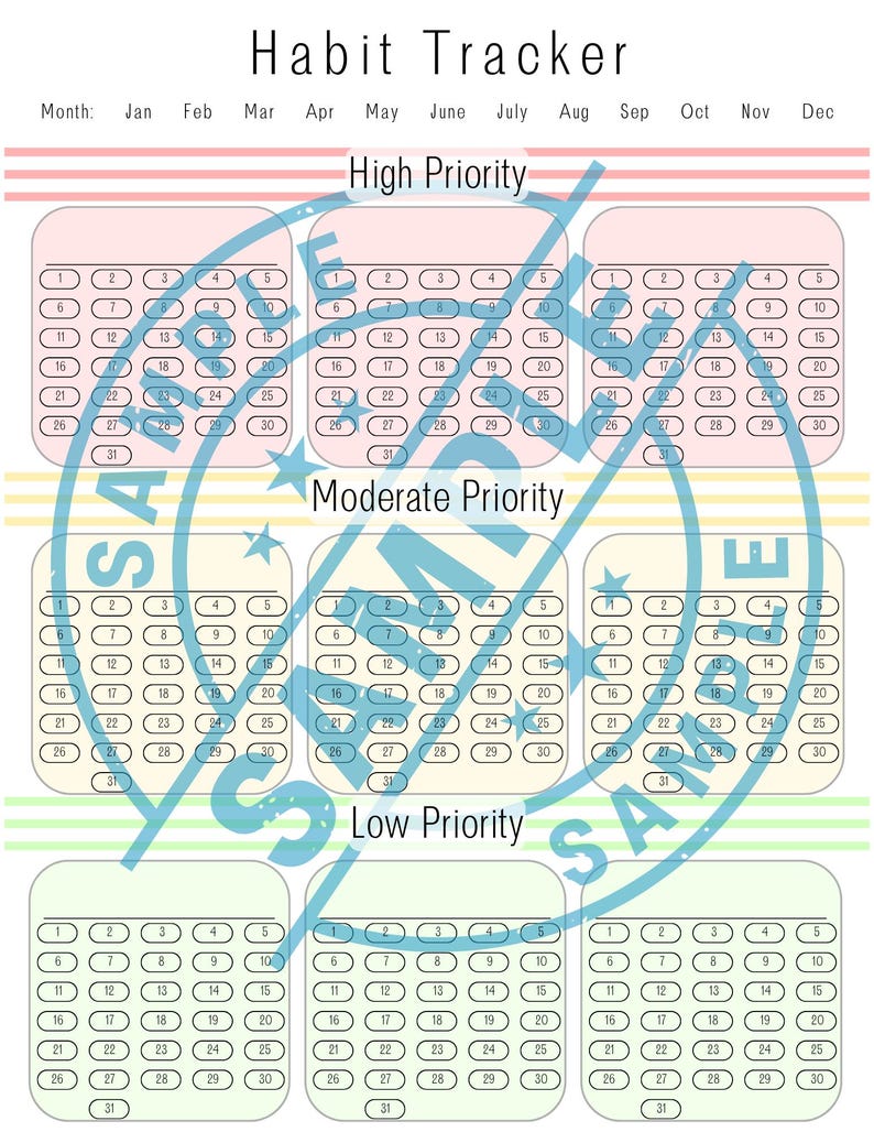 ADHD Prioritized Habit Tracker | Printable Daily Habit Tracker PDF ...