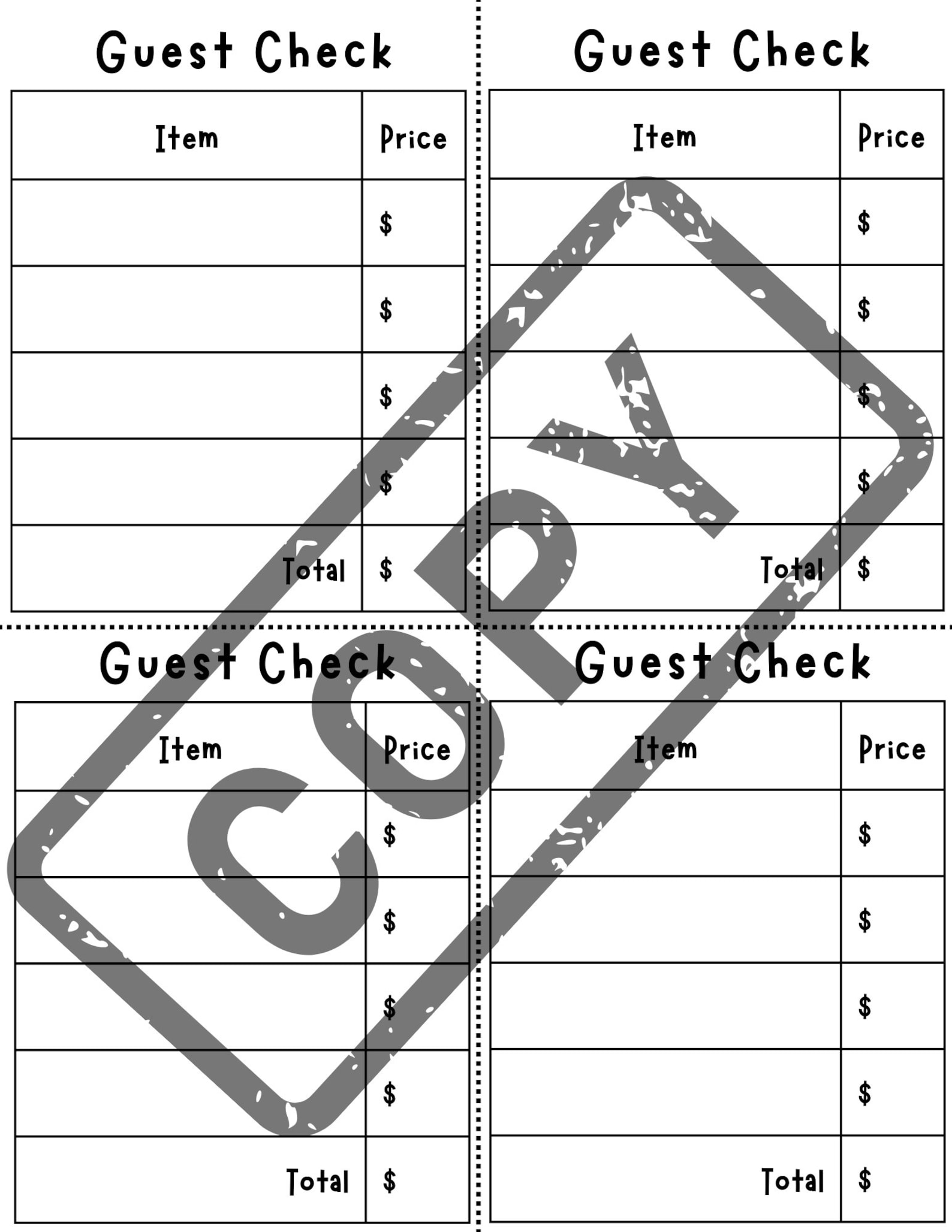 Dramatic Play Printables Pack, Restaurant Printables for Dramatic Play ...