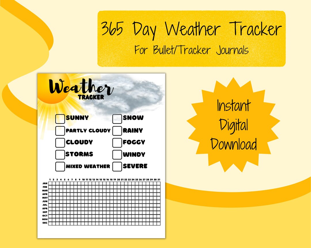 365 Day Weather Tracker, Habit Tracker for Weather, Color-coded Weather ...