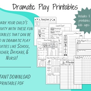 Dramatic Play Printables Pack, Teacher/school/daycare/nurse Printables ...