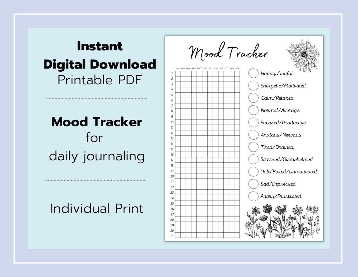 Color Coded Mood Journal for Habit Tracking, Minimalist 365 Day Mood ...