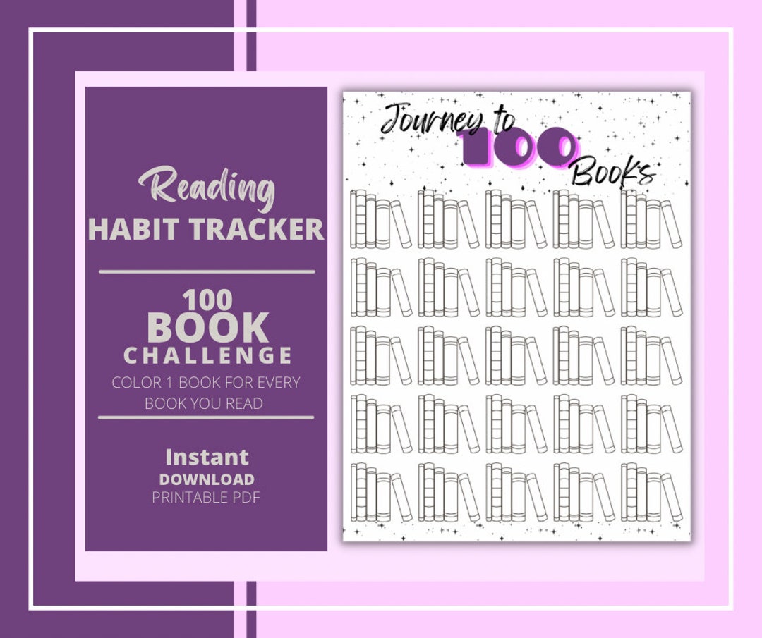 Habit Tracker Journal Printable, Reading Tracker, 100 Book Challenge ...