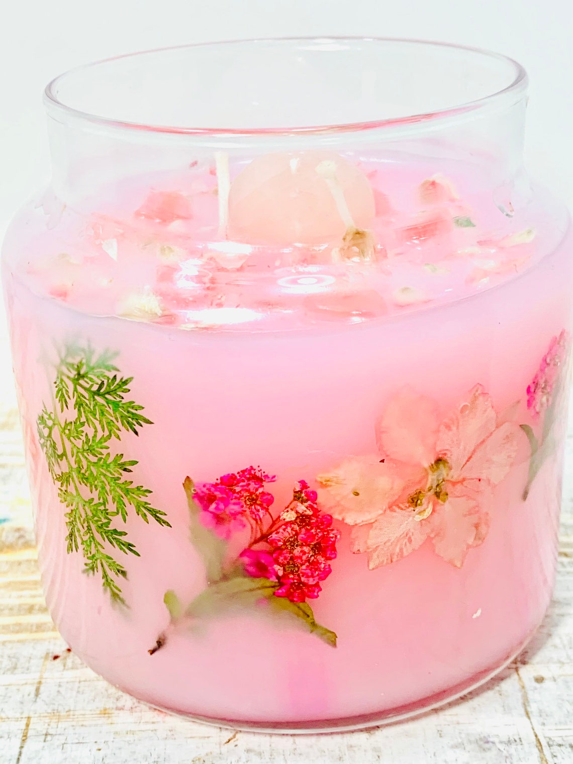 Pink Flower Candle With Two Wicks/custom Candle/candle With | Etsy