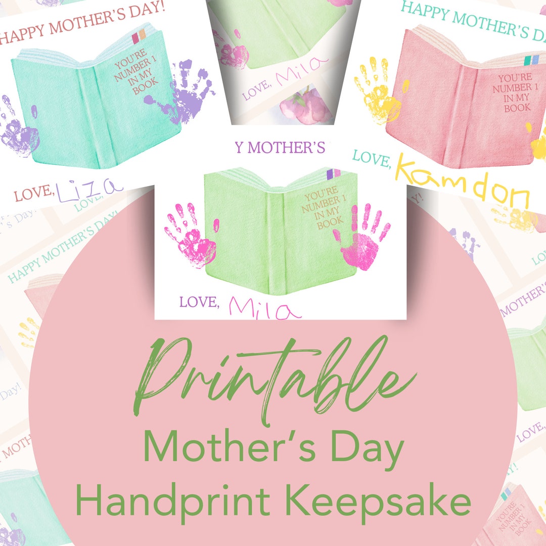 Mother's Day Child Hand Print Printable Book Lover, Reader, Teacher ...