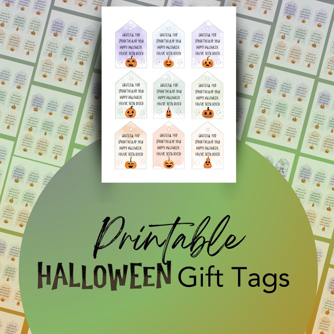 Watercolor Halloween Gift Tags, Printable Treat Bag Tags (digital ...