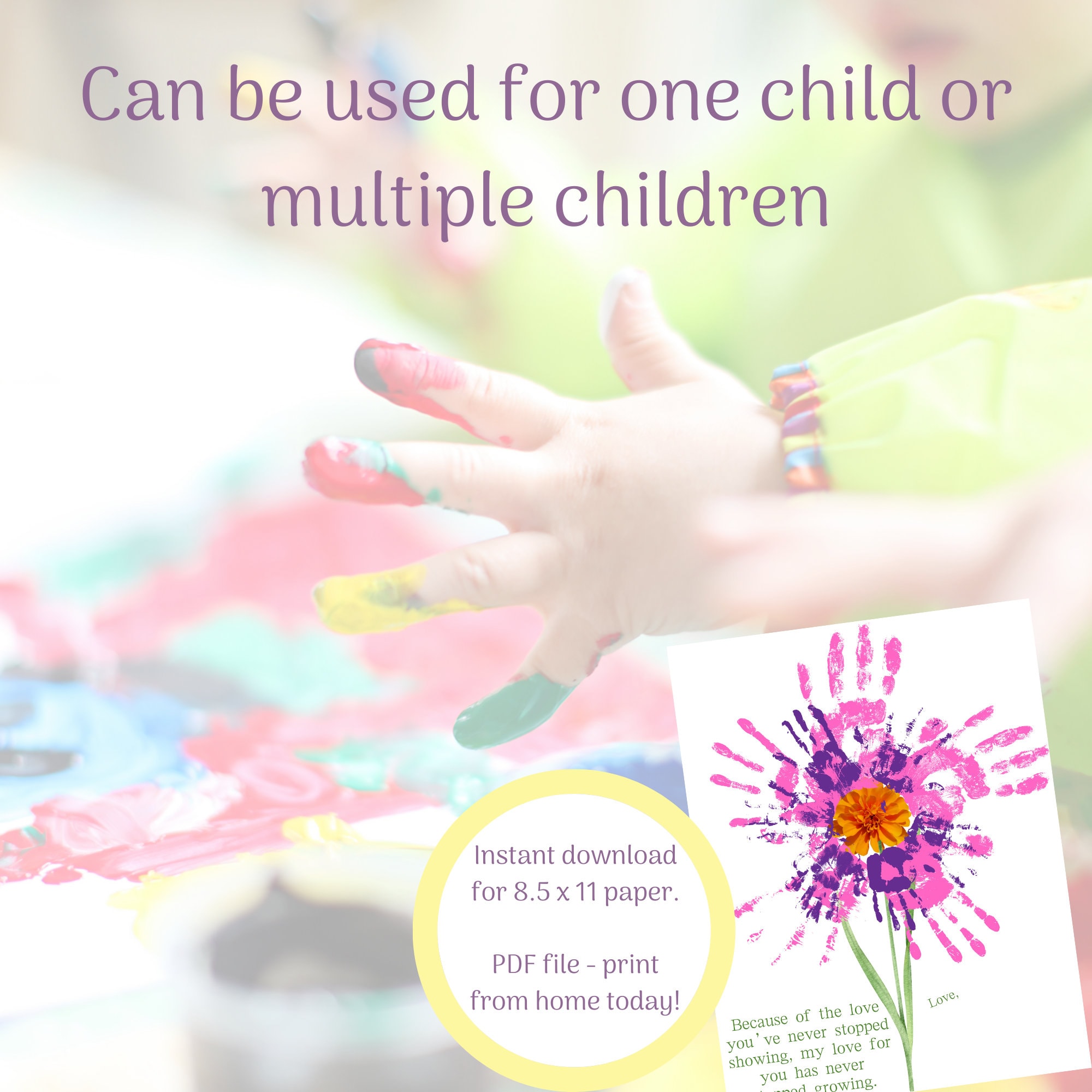 Kids Handprint Printable, Keepsake, Flower Hand Print, Teacher & Parent ...