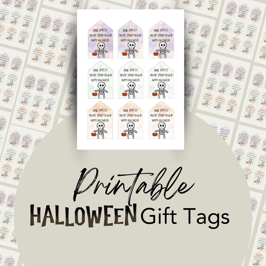 Halloween Gift Tags, Halloween Tags Printable Halloween Treat Tag ...