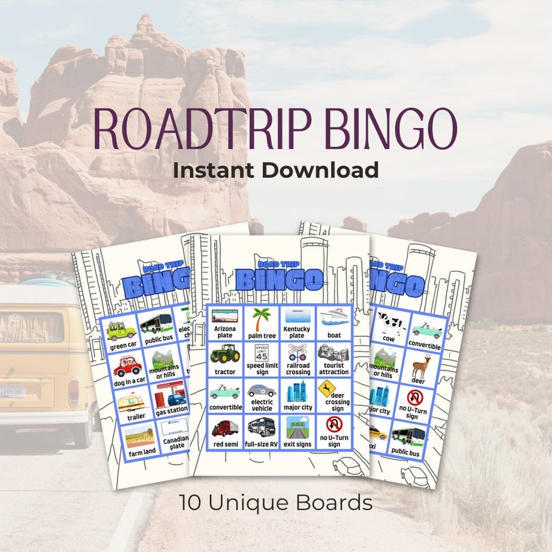 Road Trip Bingo Game Digital Download Printable Car Game Montessori ...