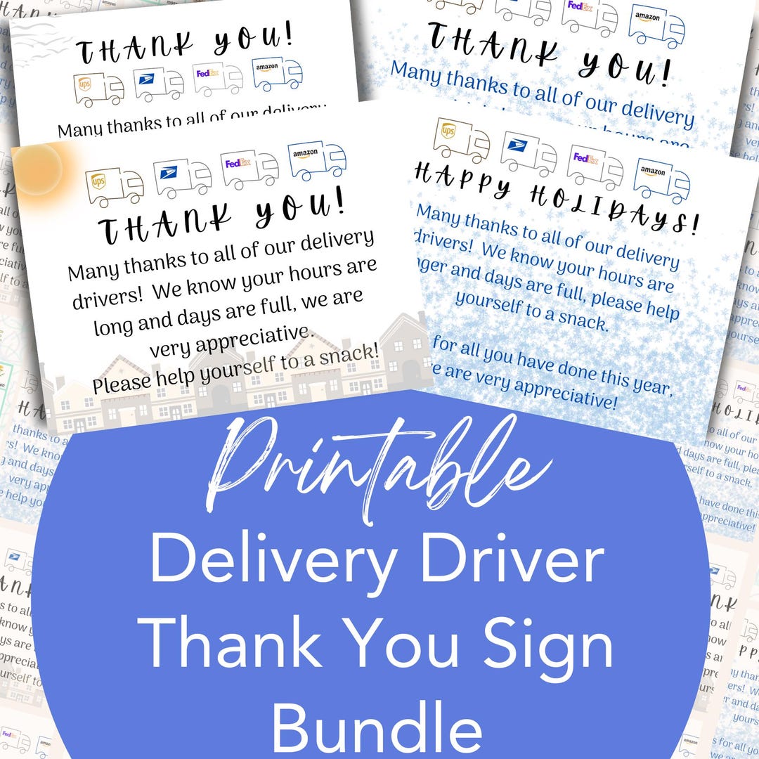 Delivery Driver Appreciation Sign Bundle Delivery Driver Thank You ...