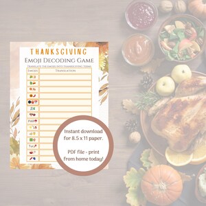 Thanksgiving Emoji Game Printable Thanksgiving Emoji Decoding Game Kids ...