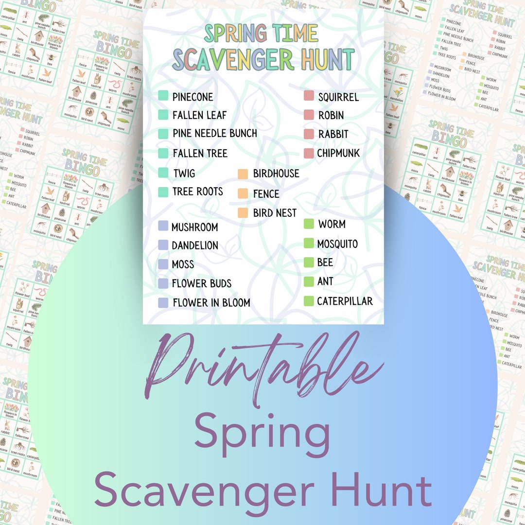 Printable Spring Scavenger Hunt, Nature and Park Activity for Kids ...