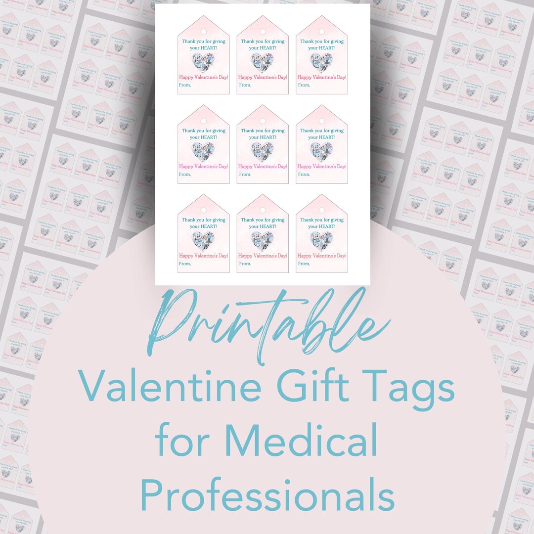 Valentine Printable Gift Tag, Doctor Valentine Nurse Valentine PT ...