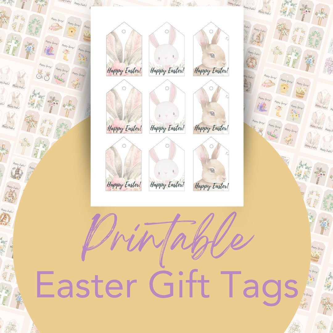 Cute Easter Bunny Printable Gift Tag Set of 3 Different Designs, Easter ...