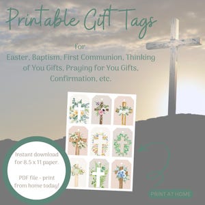 Cross Gift Tag Printable Set, 9 Different Designs, Christian Gift Tags ...